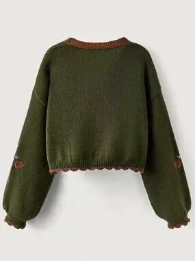 Sweaters | Button Up Fox Nature Army Green Cardigan With Pockets | Poshmark
